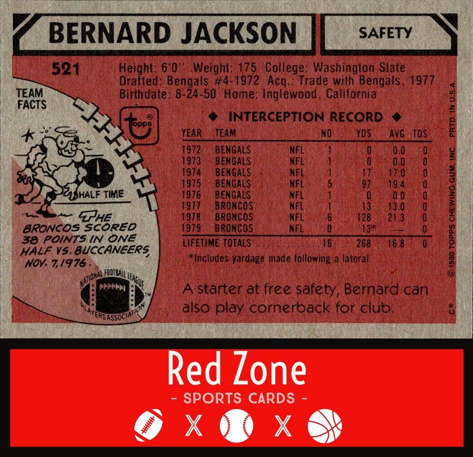 1980 Topps - #521 Bernard Jackson NM/NM+ Set Break! | eBay