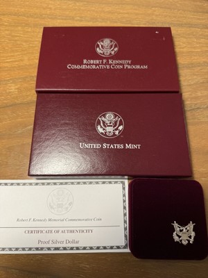 1998 S Robert F Kennedy Proof Silver Dollar Commemorative RFK Coin Box ...