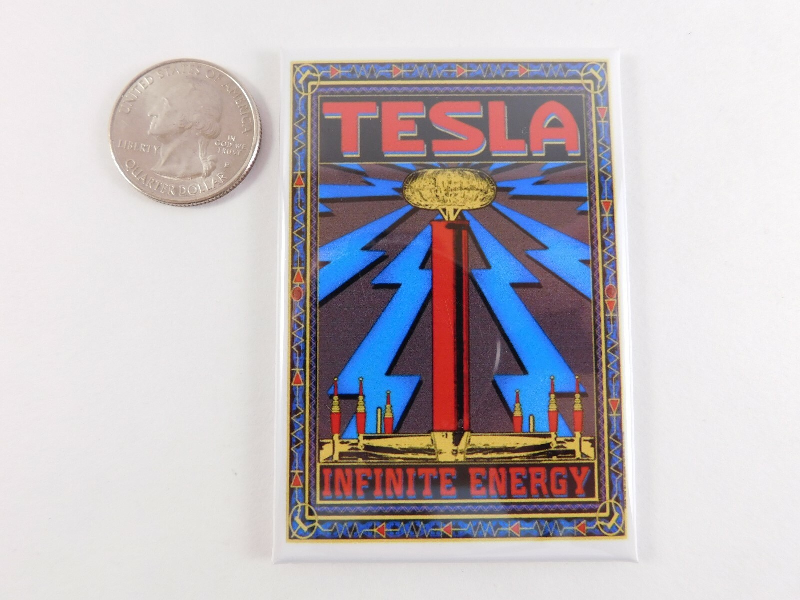 TESLA INFINITE ENERGY Refrigerator MAGNET 3" x 2" honoring NIKOLA TESLA ...
