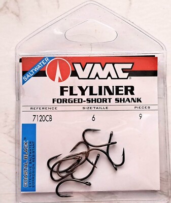 VMC Flyliner Size 6 Hooks Short Shank 2X Strong Saltwater Fly 9 pk | eBay