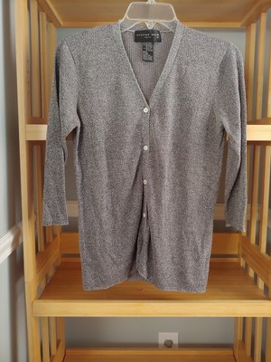 August Silk Knits Women's Silver Cardigan Size Medium | eBay