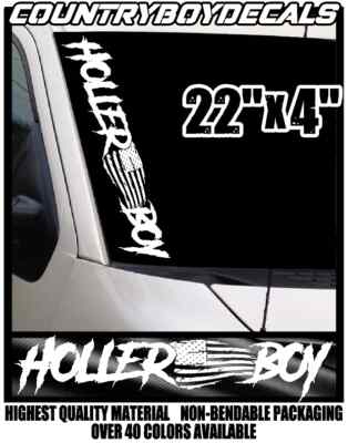 HOLLER BOY American Flag 22" Vinyl Decal Sticker Diesel Truck HB Car ...