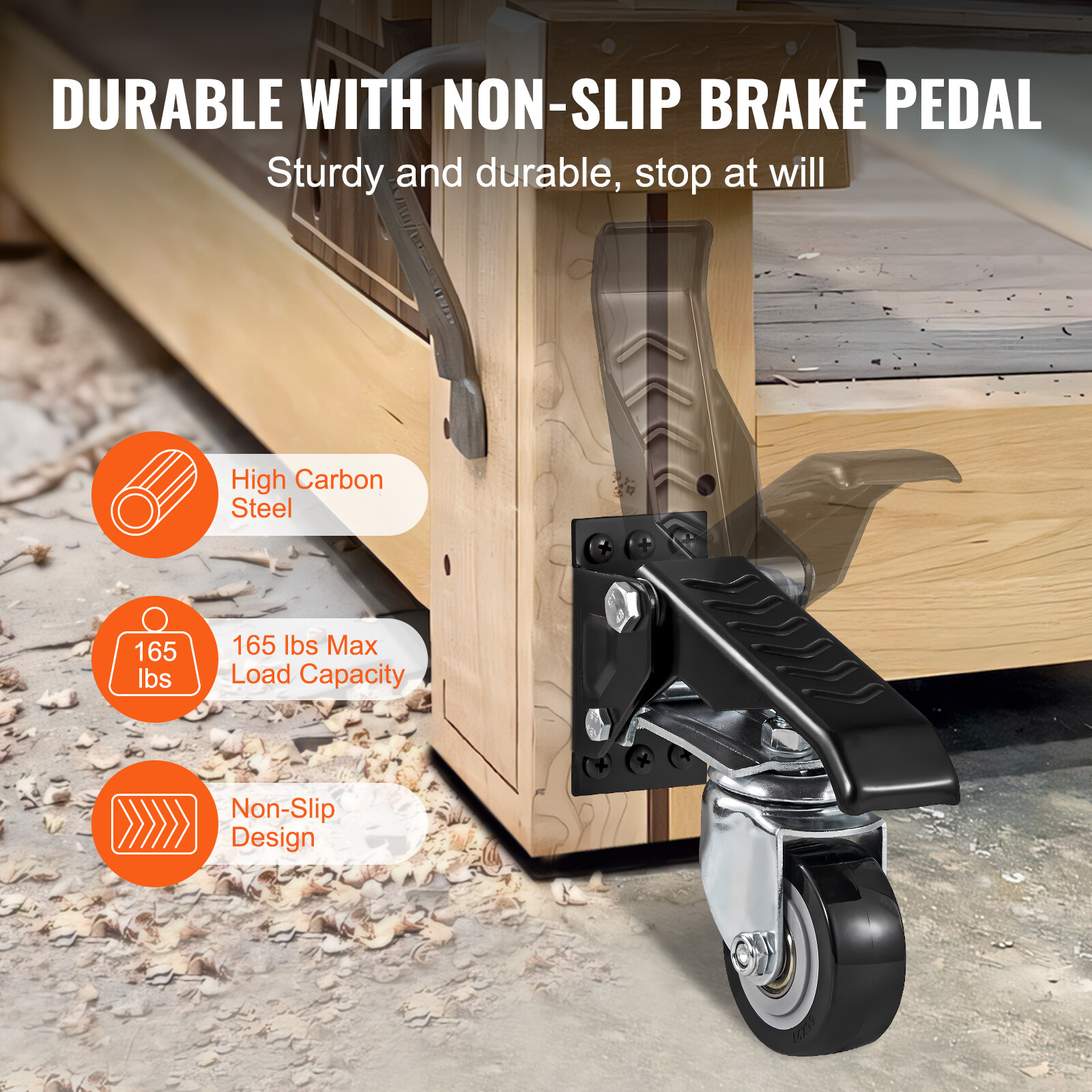 VEVOR Workbench Casters Kit Heavy Duty Retractable Wheels 165 lbs Load ...