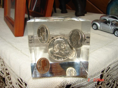 United States Silver Coins 1957-1961 Lucite Cube Paperweight MCM - SEE ...