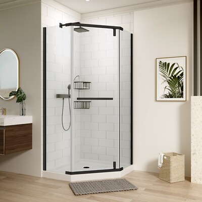 Neo-Angle Corner Shower Door Enclosure Frameless 72'' H for 36*36 ...