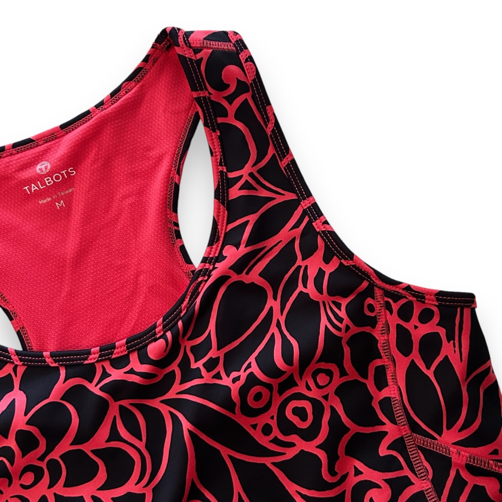 T by Talbots Women Medium Red Black Multicolor Floral Sports Racerback ...