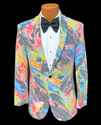 Men's Mark of Distinction Bright Multicolor Tuxedo Jacket Slim Fit 42R ...