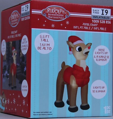 New 5.5 ft Light Up Rudolph the Red Nosed Reindeer Airblown Christmas ...