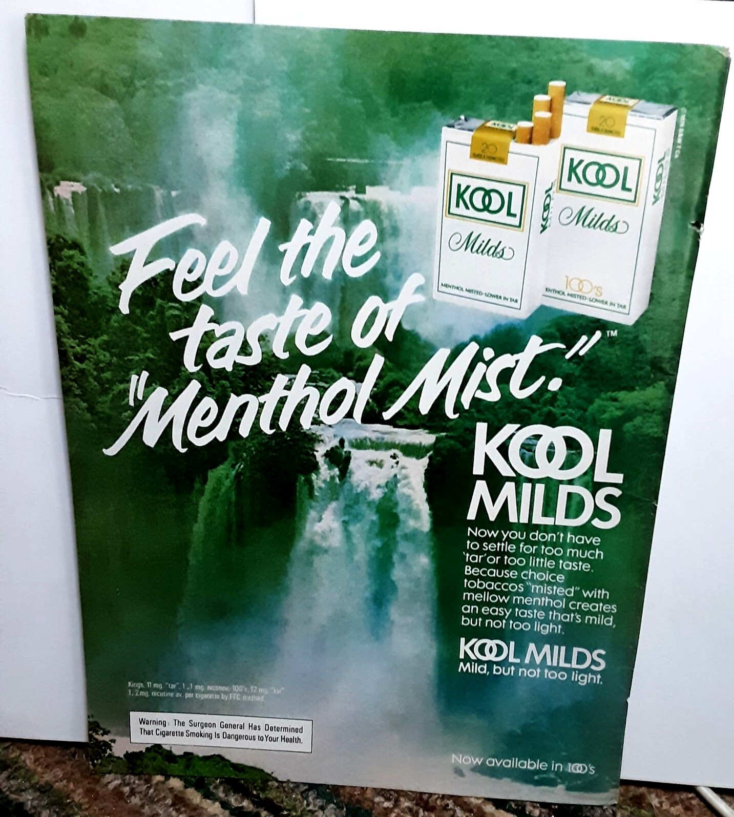 1979 Kool Cigarettes Feel The Taste Menthol Mist Waterfall Original ...