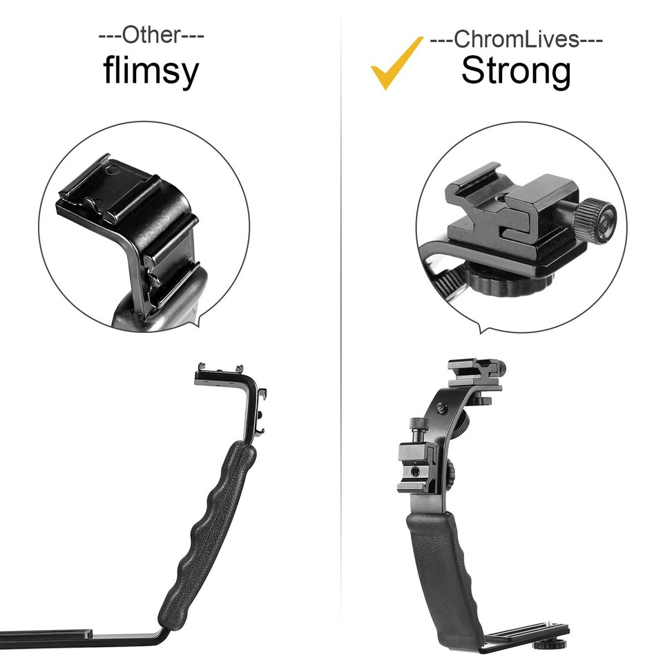 ChromLives Camera L Bracket Mount Video Grip L Bracket with Dual Flash ...
