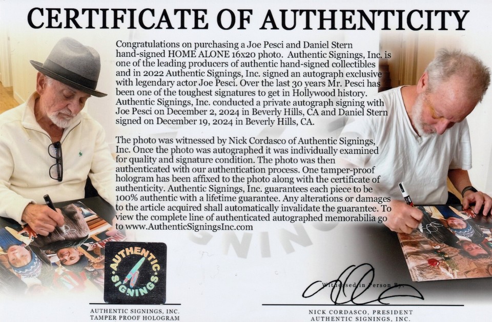 Joe Pesci & Daniel Stern Autographed HOME ALONE Duncan's 16x20 Photo ...