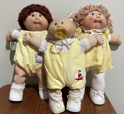 Vintage Cabbage Patch Kids Blonde Brown Bald Lot Yellow Outfits TLC (LL ...