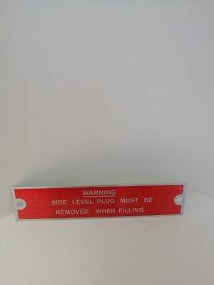 Gearbox Level Plug Oil Warning Info Plate restoration land rover SERIES ...