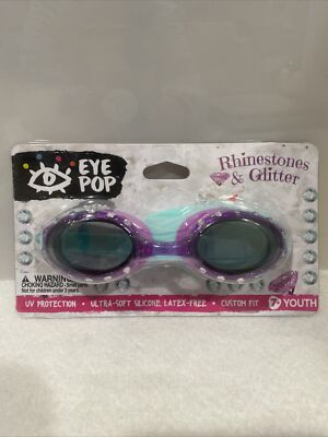 Eye Pop Goggles Rhinestones and Glitter Purple/teal Swim gogles Youth 7 ...
