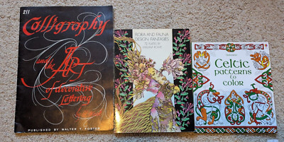 3-book Art Book lot - coloring, calligraphy | eBay