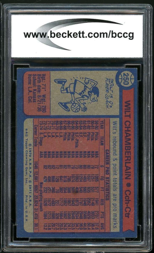 1974-75 Topps #250 Wilt Chamberlain Card BGS BCCG 9 Near Mint+ | eBay