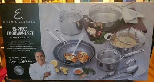 EMERIL LAGASSE 15 PIECE COOKWARE SET STAINLESS STEEL | eBay