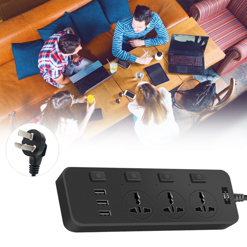 AU Plug Universal Socket Multi-outlet Power Strip 1.8M 3 USB Smart ...