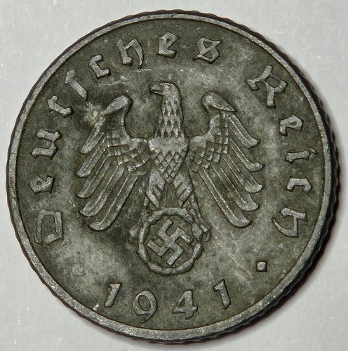 1941-F GERMANY THIRD REICH 5 REICHSPFENNIG KM-100 N-1917 WWII ERA ...