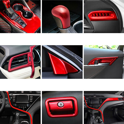 Interior Glossy Red Center Console Overlay Cover Trim For Toyota Camry ...