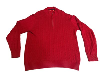 Izod Men's Red 1/4 Zip Cable Knit Quarter Zip Pullover Size Large Look ...