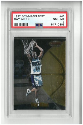 1997-98 Bowman's Best Ray Allen PSA 8 NM-MT card #41 Milwaukee Bucks ...