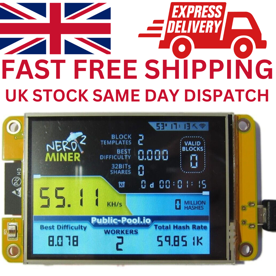 Nerd Miner v2 with Stand Solo Bitcoin Miner Lottery Crypto NerdMiner Display UK | eBay