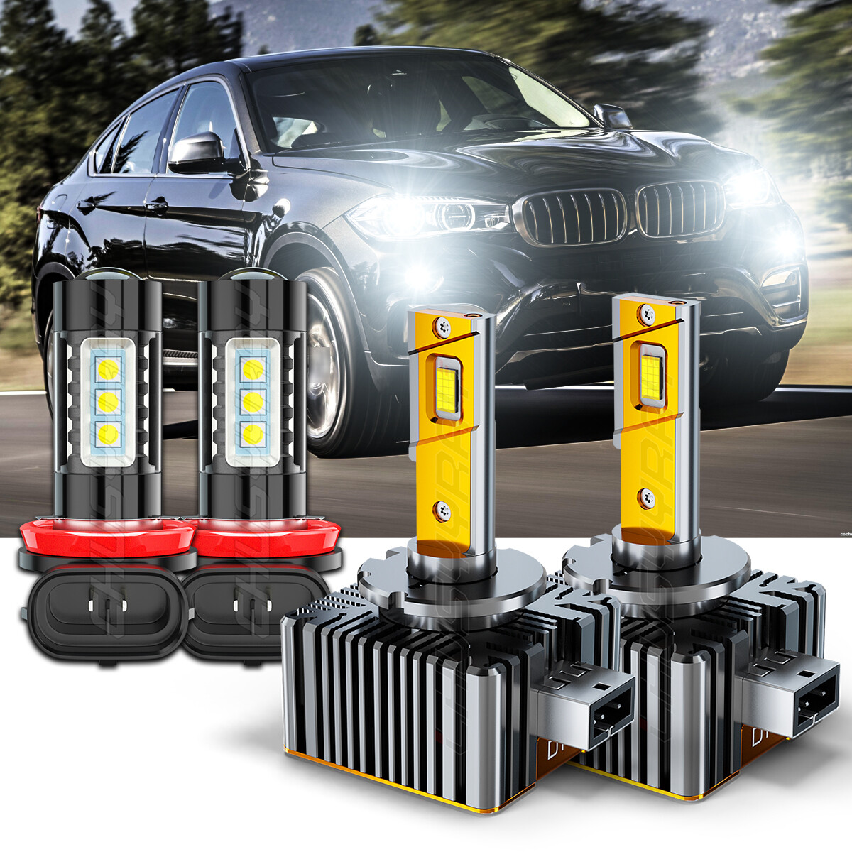 For 2007-2009 Mercedes Benz W221 S550 S-Class 6000K LED Headlights D1S ...