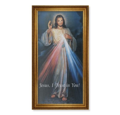24 X 44" Antique Gold Leaf Framed Divine Mercy Canvas Art Print | eBay
