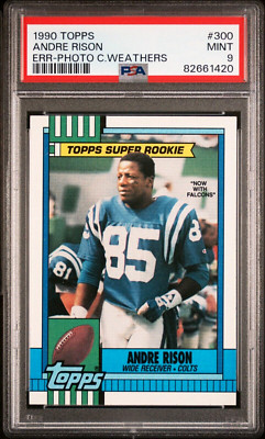 1990 Topps Andre Rison #300 (ROOKIE CARD) PSA 9 MINT (ERROR CARD) (RARE ...