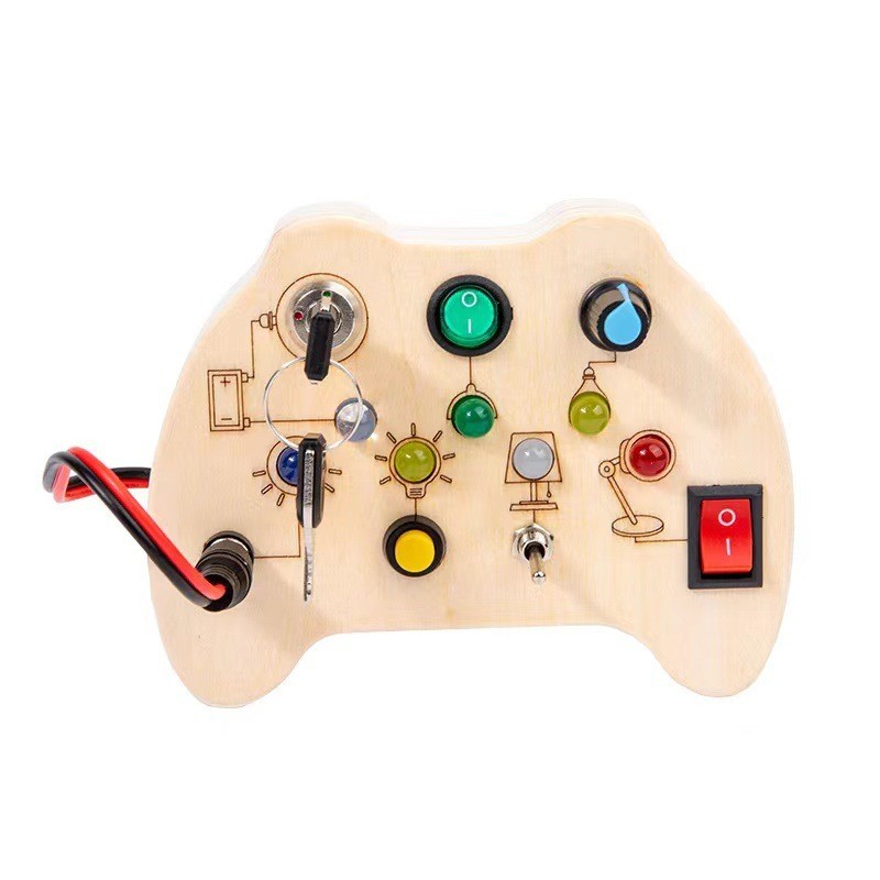 Wooden Led Busy Board With Circuit Switches For Toddler Learning And ...