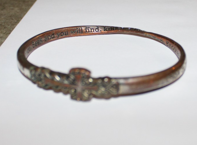 Twisted Silver Plate Cross Bangle Bracelet Matthew 7:7 Ask and You ...