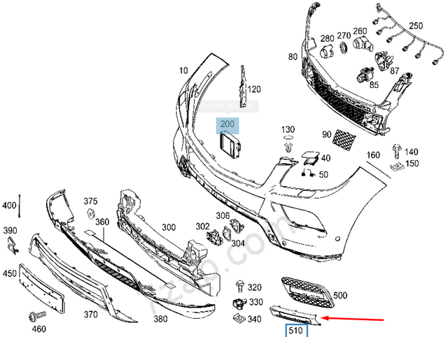 Genuine MERCEDES BENZ W166 2011-15 Front Left Bumper DRL Chrome Trim ...
