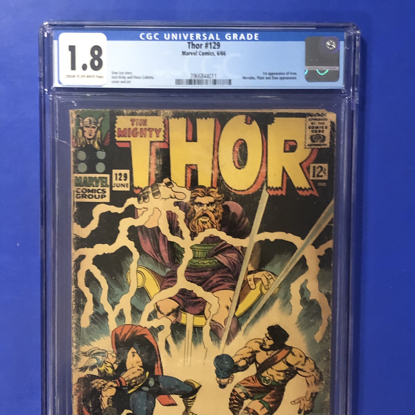Thor #129 CGC 1.8 1st Appearance of Ares Stan Lee Jack Kirby Hercules ...