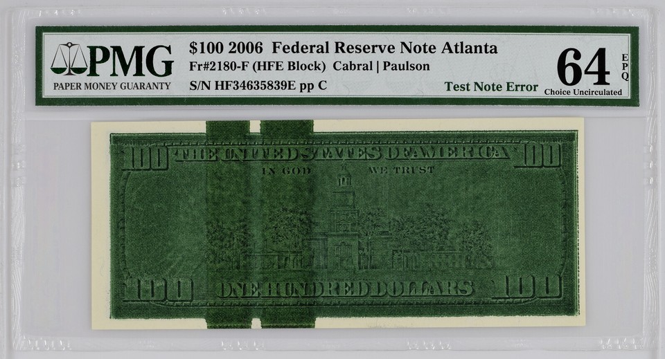 $100 2006 PMG 64EPQ Test Note UNIQUE 100% Full Infrared One Hundred ...