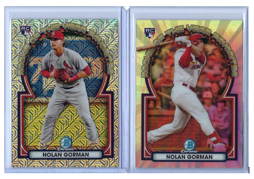 (2) Lot of 2023 Bowman Chrome ROY Favorites NOLAN GORMAN RC ROYF-5 L163 ...