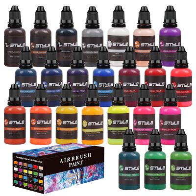 acrylic airbrush paint set 24-colors - airbrush paint kit include deep ...