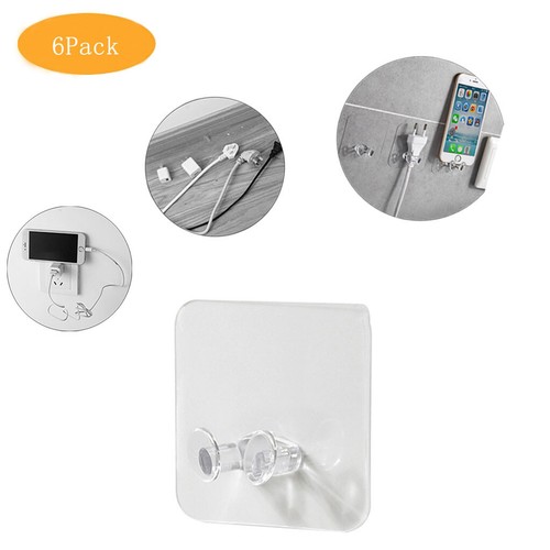 6pc Wall Storage Hook Power Plug Socket Holder Wall Adhesive Hanger ...