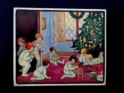 L849 VTG Xmas Greeting Card By Maud Trube Children Enjoying Their ...