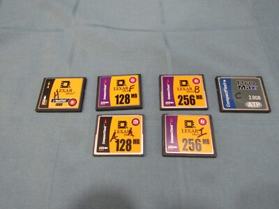 Compact flash cards - Lot Of 6 - Lexar & ProMax (16MB, 128MB, 256MB ...