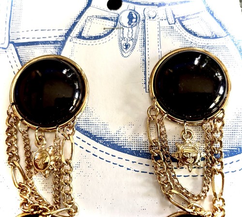 VTG Lot/ 2 Black Pearl Onyx Gold Draped Chain Jean Belt Pant Pocket ...