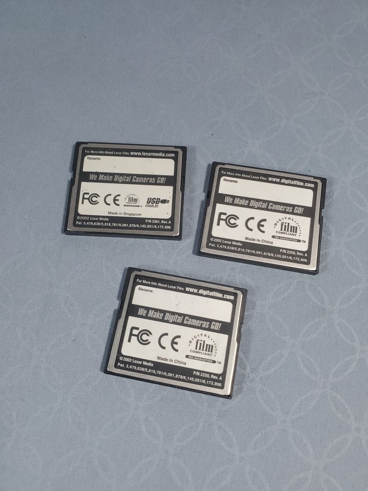 Lot Of 3 Lexar Media Compact Flash Memory Cards 128MB 4X & 256mb 16X | eBay