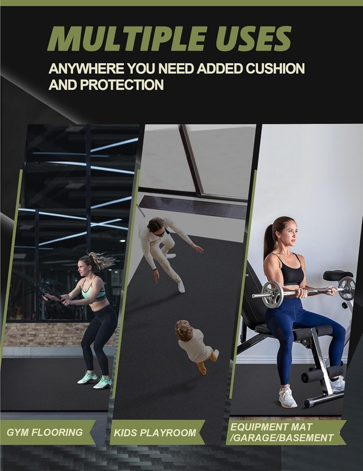 Eco-Friendly 7mm Thick Gym Mat - Perfect for Cardio, HIIT & Floor ...