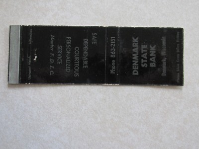 g299 Vintage Matchbook Cover Denmark State Bank Wisconsin WI | eBay