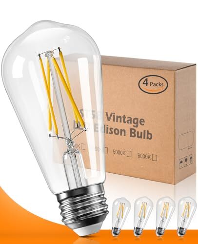 Energy-saving E26 LED Bulb 60 Watt Vintage LED Edison Bulbs E26 5000k ...