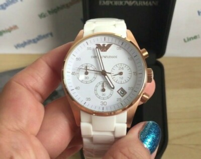 NEW AR5920 LUXURY EMPORIO ARMANI SILICONE ROSE GOLD WHITE DIAL LADIES ...