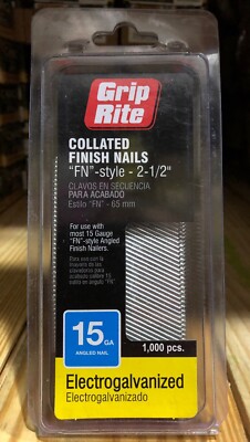 Grip Rite 15 GA Electrogalvanized “FN” Style 2-1/2” Collated Finish ...