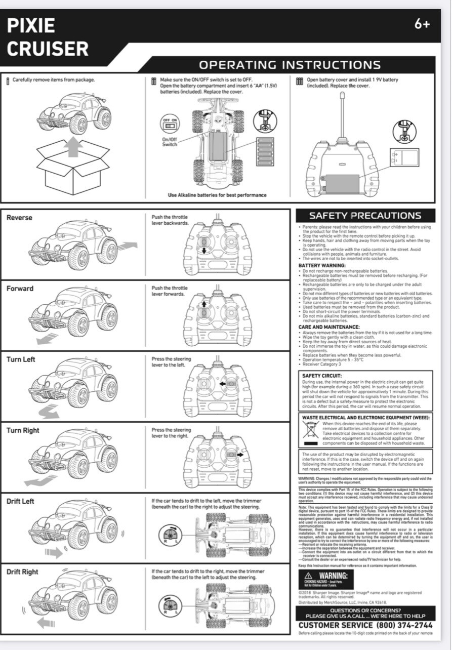 Pixie Cruiser Groovy Bug Volkswagen Beetle RC 27MHz Remote Control Only ...