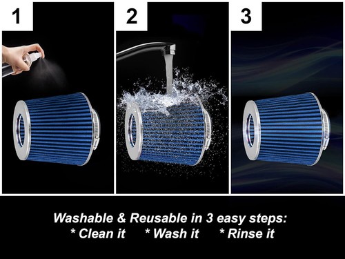 3" 76 mm Inlet Cold Air Intake Cone Replacement Performance Washable ...