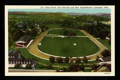 Ohio OH postcard Lancaster, Race Track Fair Ground Amphitheatre linen ...